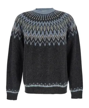 ROBERTO COLLINA Jacquard Crew Neck Knitted Sweater