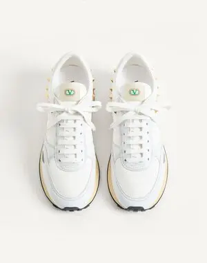 Valentino Garavani Stud Up Trainer In Leather And Nylon