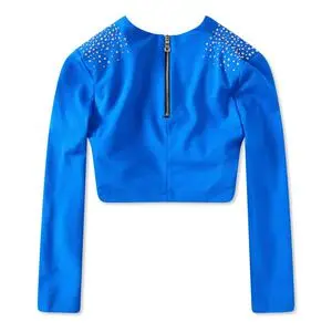 Balmain Embellished Cropped Long Sleeve Top