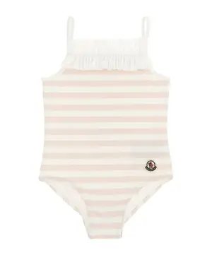 Moncler Striped Ruffled Swimsuit