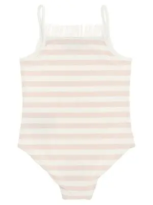 Moncler Striped Ruffled Swimsuit