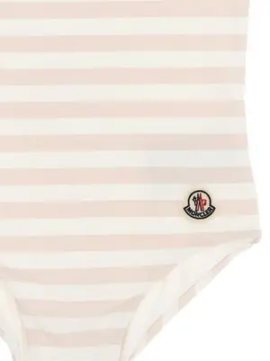 Moncler Striped Ruffled Swimsuit
