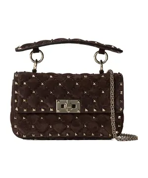 Valentino Garavani Suede Quilted Handbag With Studs