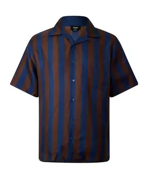 Fendi Verticalstriped Shortsleeve Shirt - Black