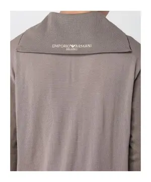 Emporio Armani Two-tone Plain-knit Partial-zip Jumper