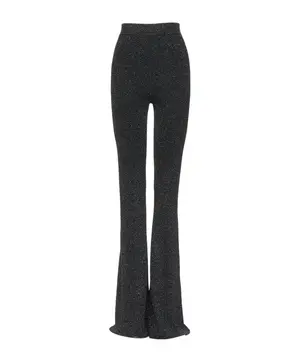 Valentino Garavani Flared Ribbed Knit Metallic Pants