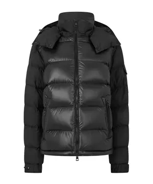 Moncler Glossy Quilted Hooded Down Jacket With Detachable Hood