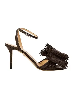 MACHMACH Mach & Mach Raffia Heeled Sandals - Black