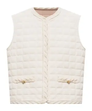 Fabiana Filippi Quilted Sleeveless Vest With Cable Knit Trim