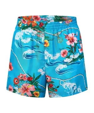 Gucci Floral Wave Printed Shorts - Blue