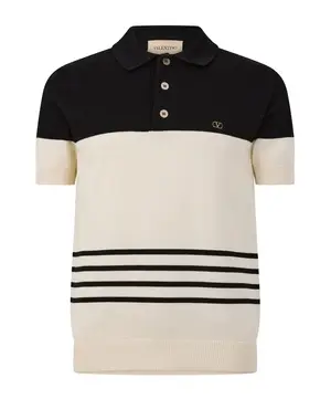 Valentino Garavani Shortsleeve Knit Polo Shirt - Black