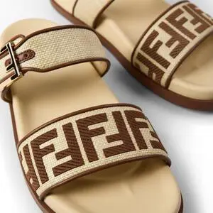 Fendi Flat Sandals With Ff Branding