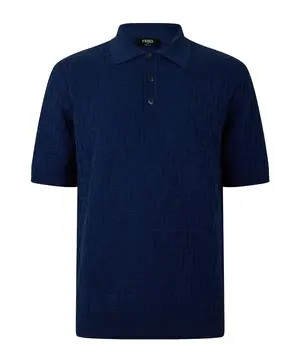 Fendi Shortsleeve Knit Polo - Blue