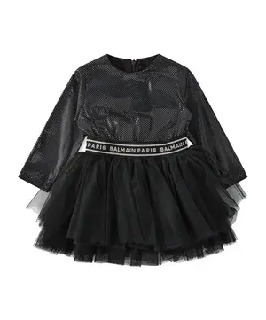 Balmain Long Sleeve Crewneck Dress