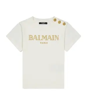 Balmain Crewneck Shortsleeve Top - White