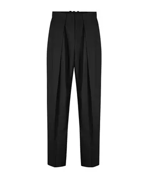 Balmain Solid Color Pleated Trousers - Black