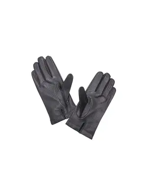 Emporio Armani Solid Color Leather Gloves - Black
