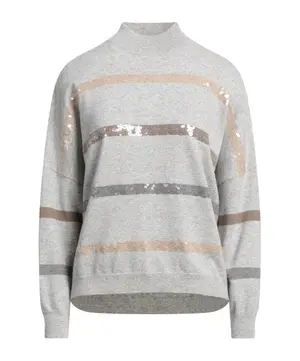 Brunello Cucinelli Striped Sequined Turtleneck