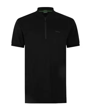 Hugo Boss Halfzip Standcollar Shortsleeve Top - Black