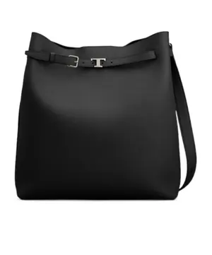 TOD'S Leather Belted Tote Bag - Black