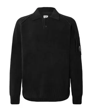 C.P. COMPANY Solid Color Polo Shirt - Black