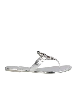 Tory Burch Metallic Embellished Flip Flops - Gray