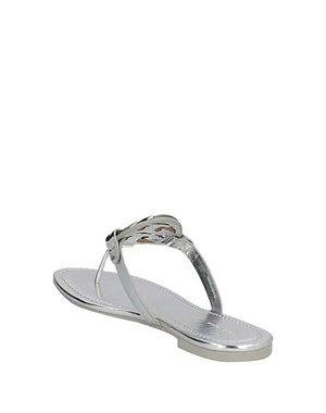 Tory Burch Metallic Embellished Flip Flops - Gray