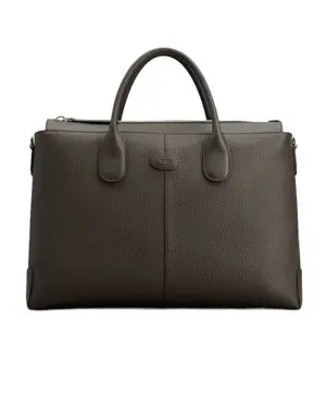 TOD'S Di Logo-patch Leather Briefcase - Brown