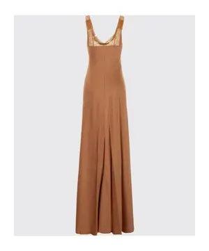 FORTE_FORTE Satin Maxi Dress With Lace Trim