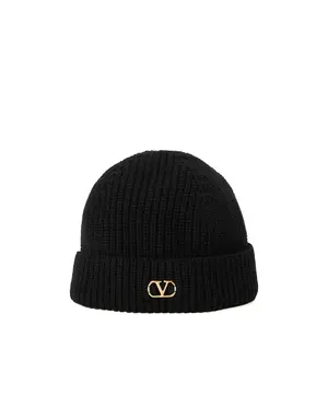Valentino Garavani Solid Color Knitted Beanie - Black
