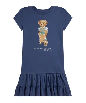 Polo Ralph Lauren Bear Graphic Ruffle Hem T-shirt Dress