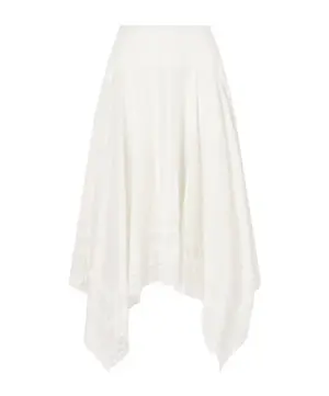 Staud Ainsley Asymmetrical Lace Trim Midi Skirt
