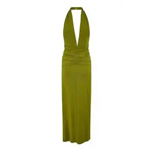 Cult Gaia Halter Neck Maxi Dress With Draped Front Detail