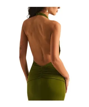 Cult Gaia Halter Neck Maxi Dress With Draped Front Detail