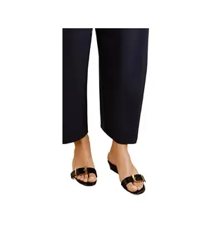 Khaite Smooth Leather Wedge Sandals With Buckle Detail