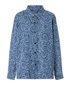 Dries Van Noten Abstract Print Denim Shirt