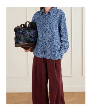 Dries Van Noten Abstract Print Denim Shirt