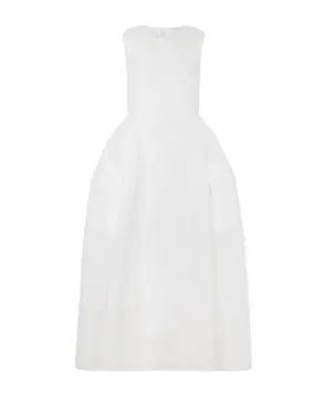 Cecilie Bahnsen Sleeveless Geometric Embroidered Asymmetrical Dress - White