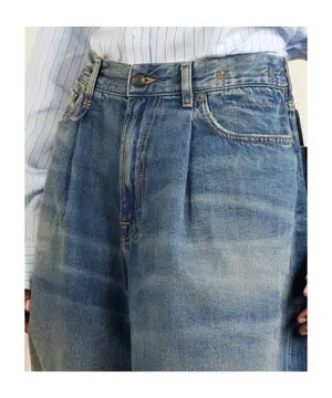 R13 Relaxed Fit Faded Denim Shorts