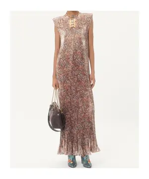 Valentino Garavani Pleated Midi Dress With Patterned Design