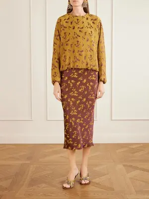 Dries Van Noten Floral-jacquard Cloqué Midi Skirt