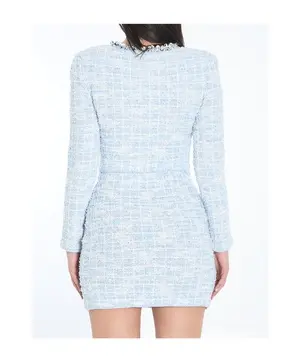 SELF-PORTRAIT Cropped Tweed Blazer