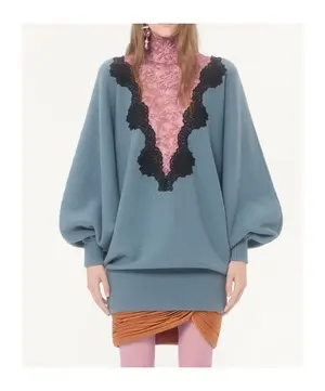 Valentino Garavani Long Sleeve Knitwear With Lace Accents