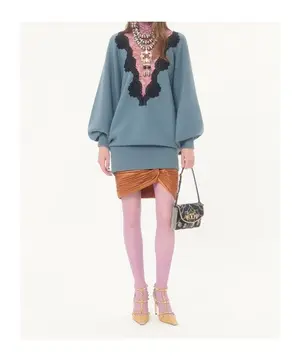 Valentino Garavani Long Sleeve Knitwear With Lace Accents