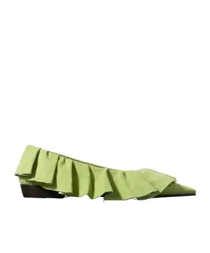 J.W.ANDERSON Jw Anderson Ruffle Pointed Ballet Flats - Green