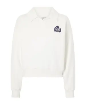 SPORTY  RICH Logo Embroidered Cotton Sweatshirt - White