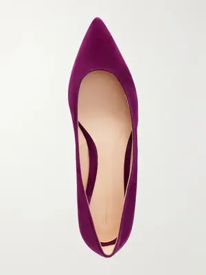 GIANVITO ROSSI Suede Pointed Toe Ballet Flats