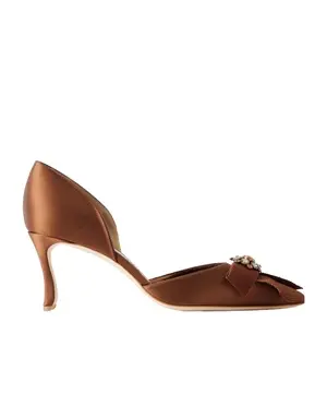Manolo Blahnik Embellished Satin Pumps
