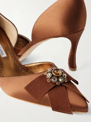 Manolo Blahnik Embellished Satin Pumps