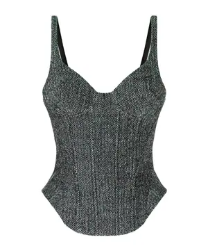 Ermanno Scervino Bustier Top With Straps In Herringbone Tailoring Twill